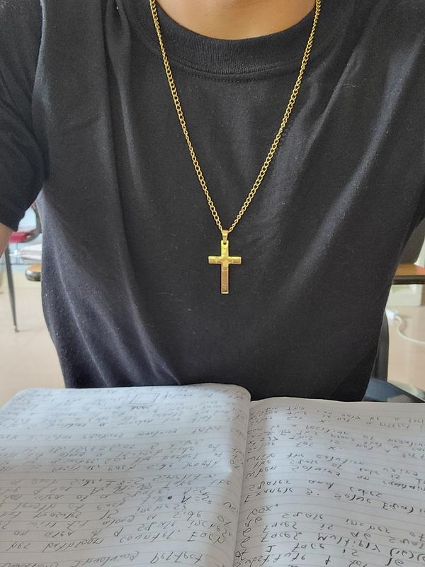 Soccer Cross Pendant With Chain Necklace - 14K Gold Plated Stainless S ...