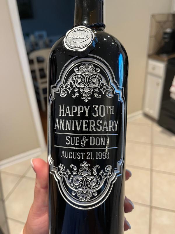 Anniversary Frame Custom Etched Wine Bottle – Mano's Wine