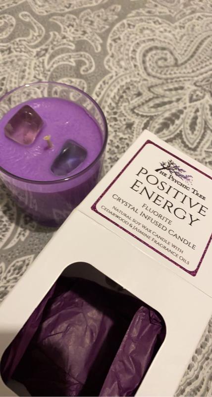 Positive Energy - Crystal Infused Scented Candle – The Psychic Tree
