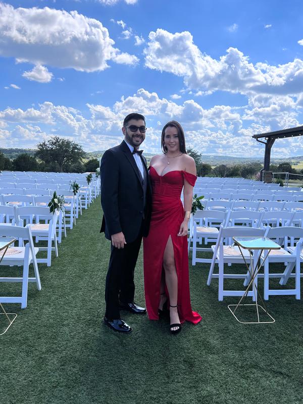 Zayda Red High Slit Corset Satin Gown – Miss Circle