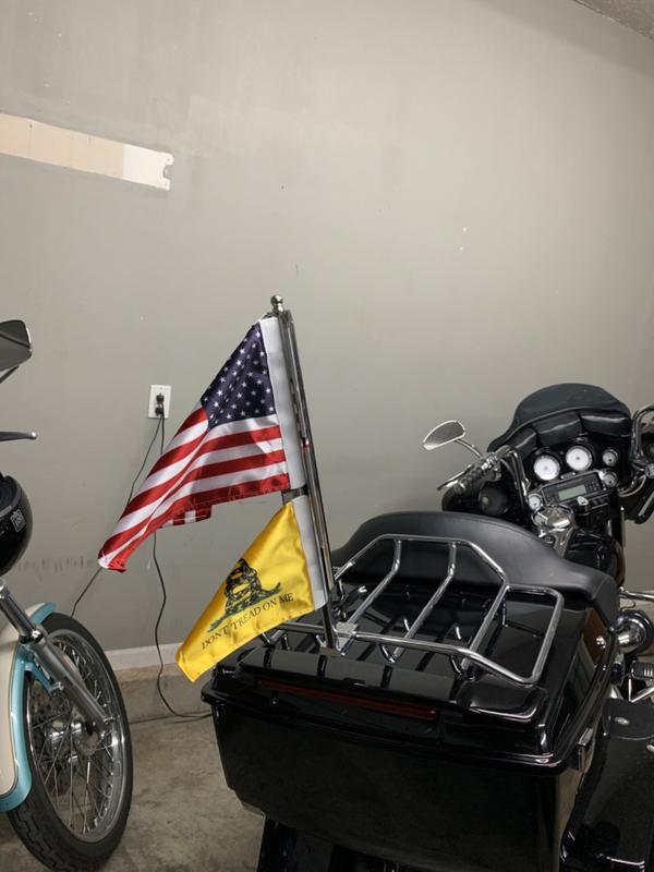 Motorcycle Flag Mount With Vibrant 8x11" And 6x8" Flags
