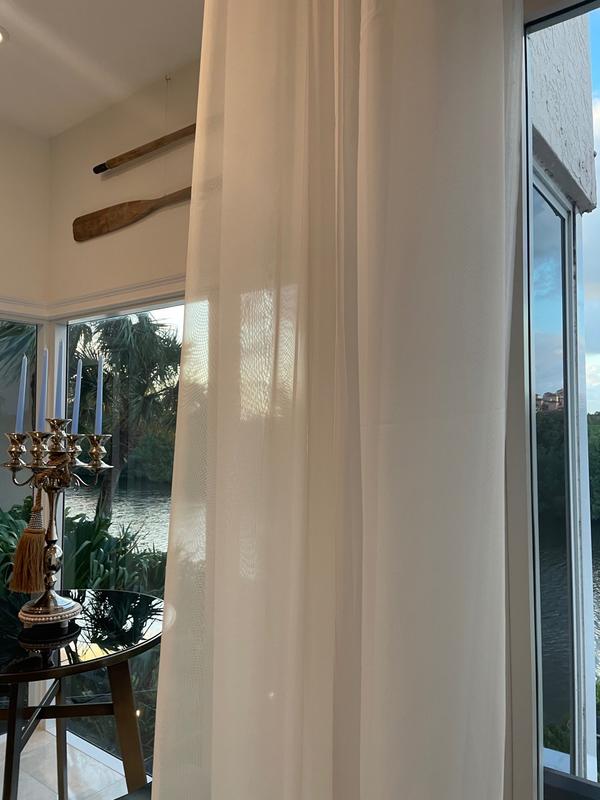 Off White Sheer Voile Fabric Curtains with Rod Pockets for Pipe and Drape
