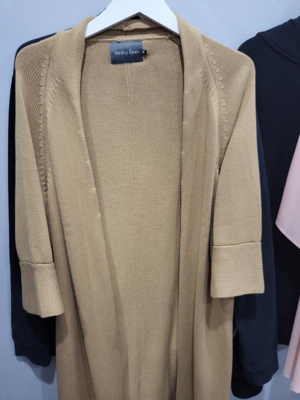 Woven Long Cardigan - Tan – Benang Jarum