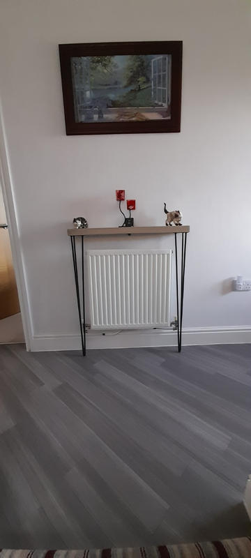 Buy Rustic RADIATOR shelf /console table with hairpin legs – Masterplank UK