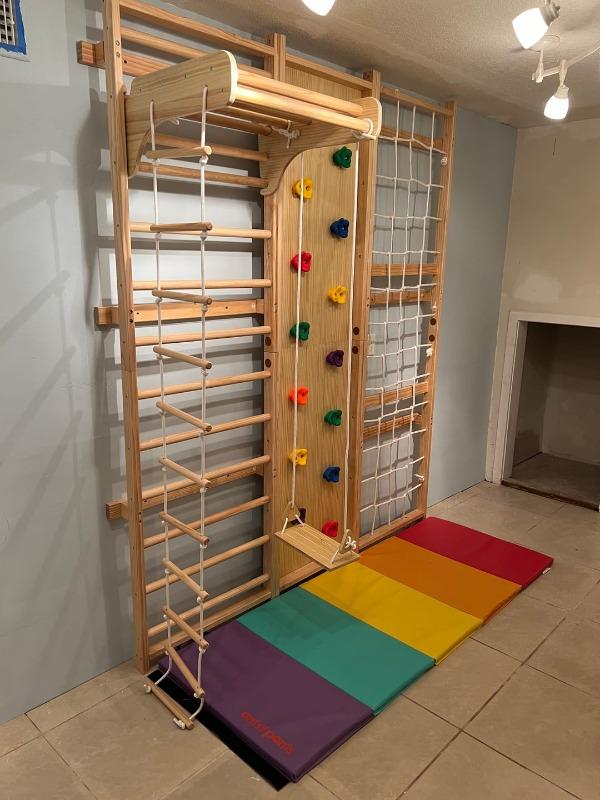 Walnut - 9-in-1 Swedish Ladder Wall Gym Set — Extreme Kids World