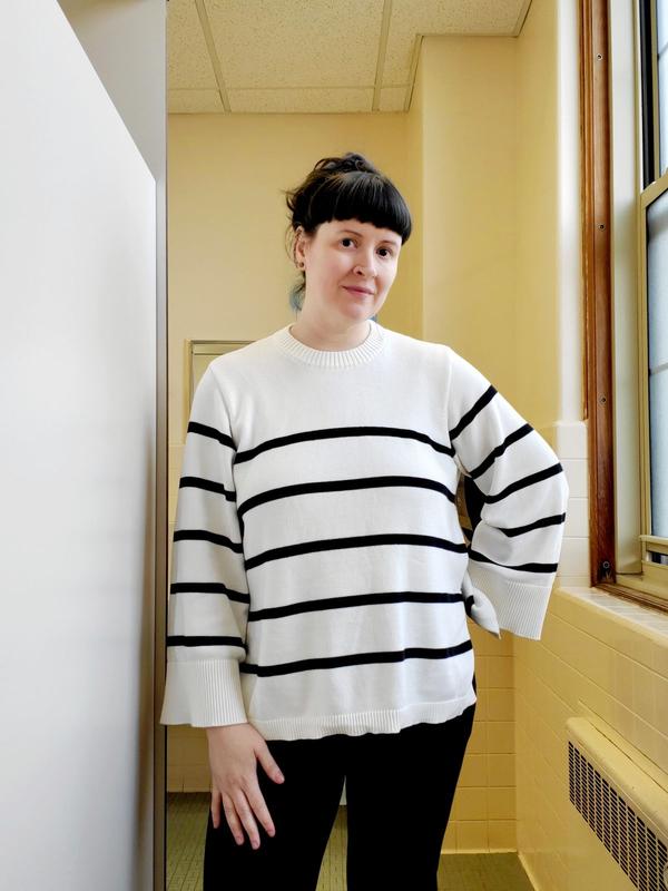 Bardot Wide Sleeve Cotton Sweater - Cream/Black Stripe Bardot Wide Sleeve Cotton Sweater - Cream/Black Stripe