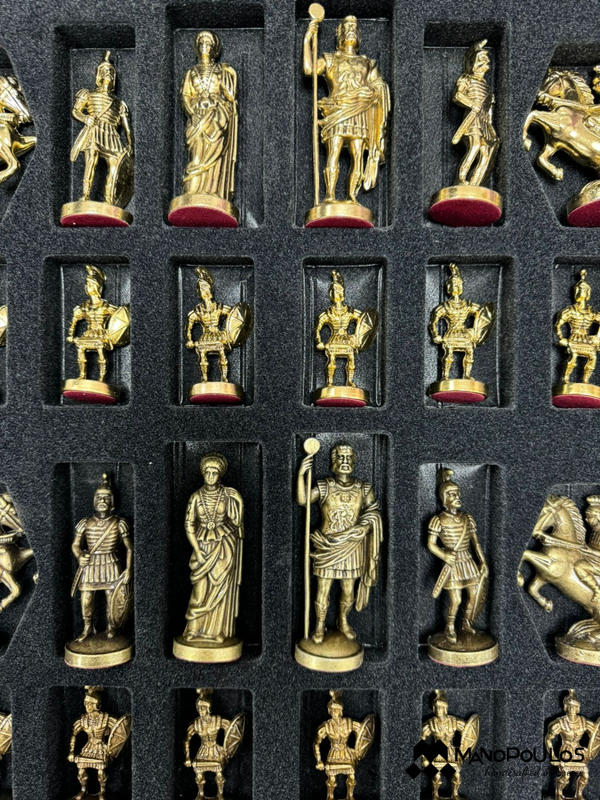 Handcrafted Greek Roman Period Chess Set, Gold & Bronze (Large ...