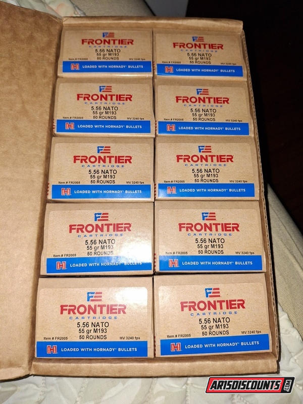 FR2005 - Hornady FR2005 Frontier 5.56mm NATO M193 55 Grain FMJ Rifle ...