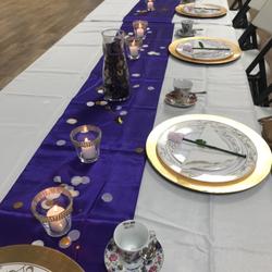 purple table confetti