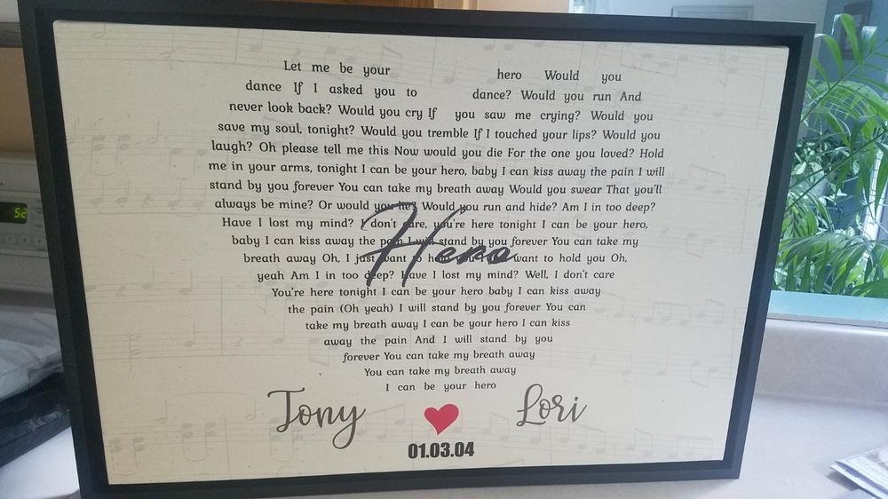 Heart Shaped Song Lyrics Custom Canvas Print | 365Canvas