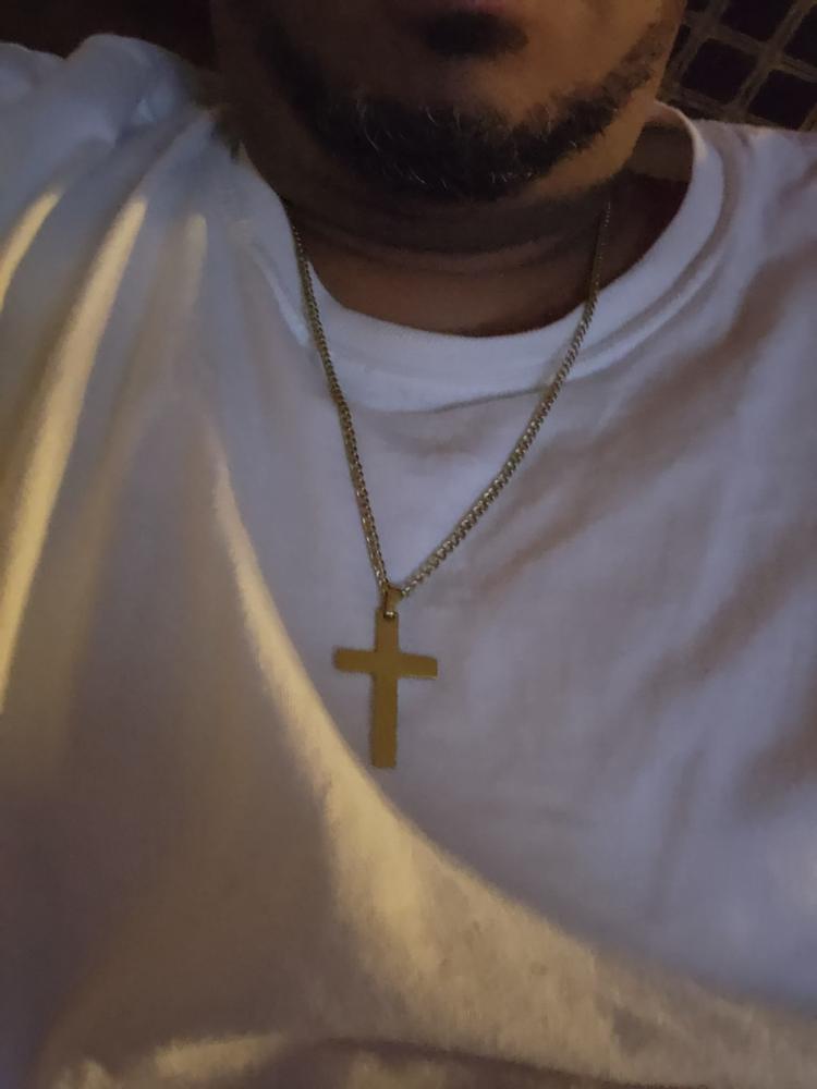 Cross Pendant With Chain Necklace - 14K Gold Plated Stainless Steel ...