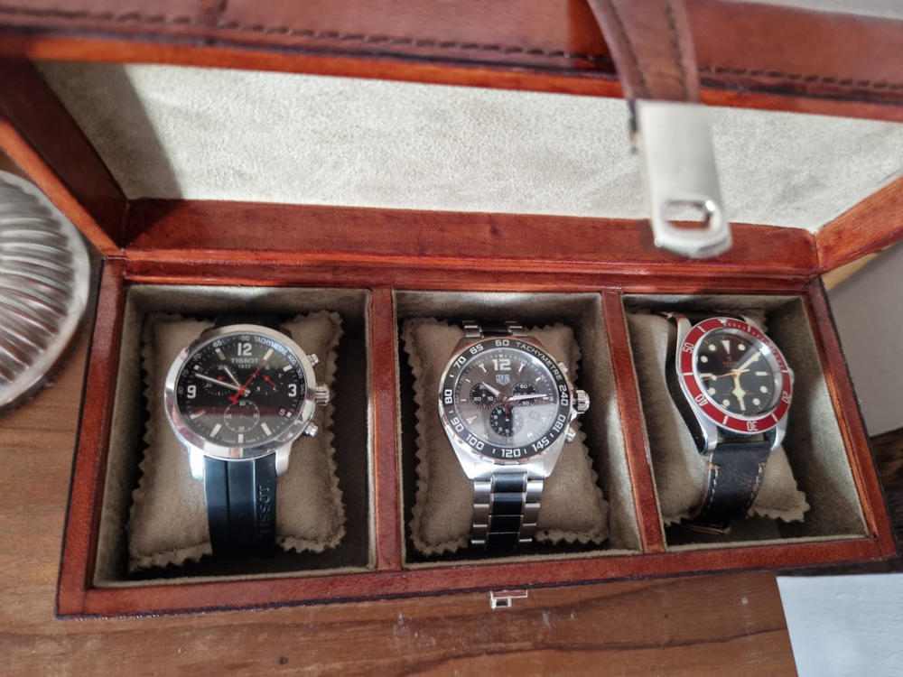 Leather Watch Box for storing three watches. Personalisation. Video on ...
