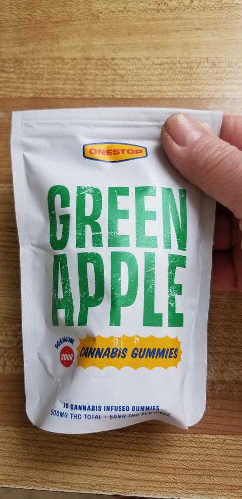 OneStop - Sour Green Apple 500mg THC Gummies - Naked Canada