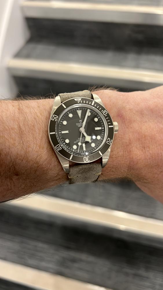 JPM Italian Distressed Tasso Leather Watch Strap in GREY