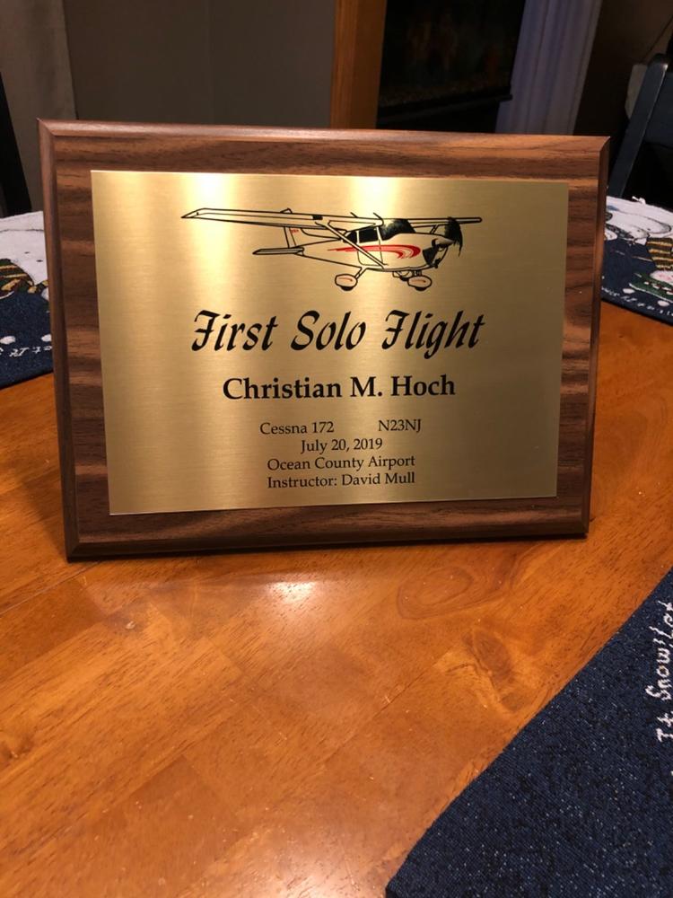 First Solo Commemorative Plaque