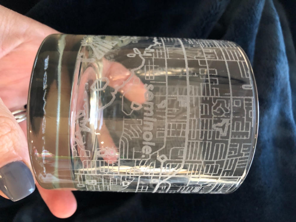 Custom Etched Hometown Map Whiskey Rocks Glassware - Well Told