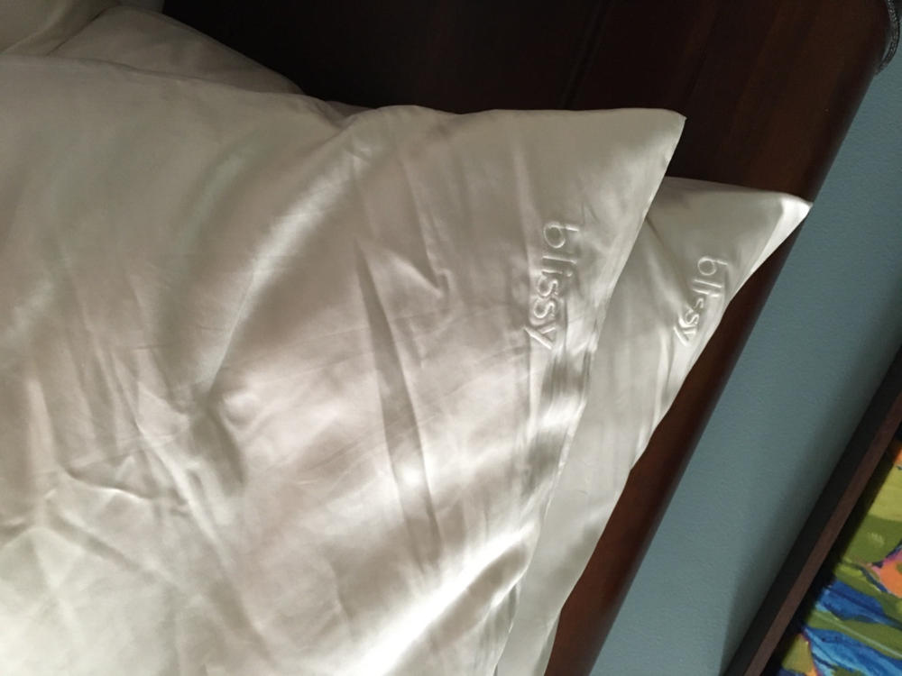 Blissy 100% Mulberry 22-Momme Silk Pillowcase - White - Standard
