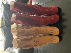Knee High Native American Moccasin Boots - Indian Fringe Winter Fashio ...